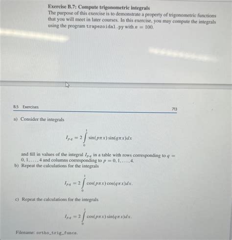 Solved Exercise B 7 Compute Trigonometric Integrals The