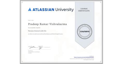 Pradeep Kumar Vishvakarma On Linkedin Completion Certificate For Version Control With Git