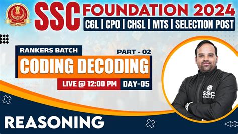 Ssc Foundation Batch 2024 Ssc Reasoning Coding Decoding 5 Ssc