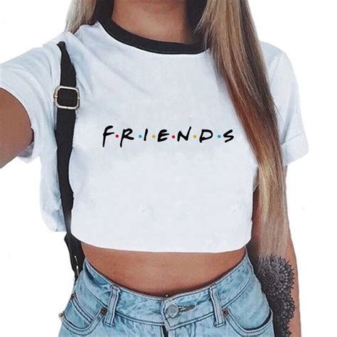 90s White Bustier Crop Tank Top Women Fitness Clothing Friends Tv Print Halter Tops Cropped
