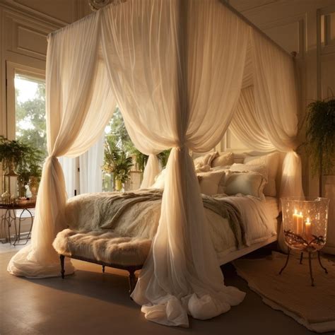 Premium Photo Romantic Bedroom With Canopy Bed