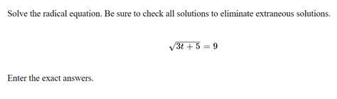 Answered Solve The Radical Equation Be Sure To Bartleby