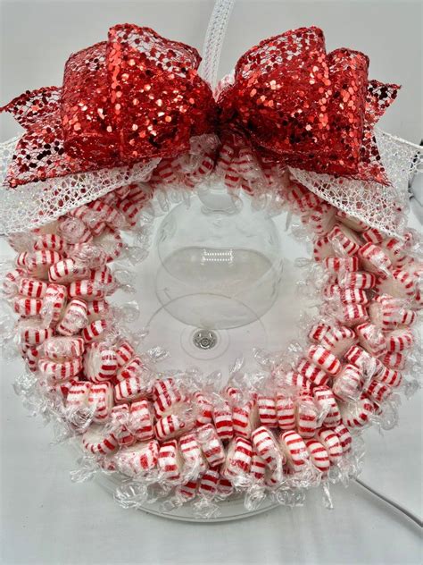 Peppermint Candy Wreath Edible 300 Pieces Etsy Holiday Candy Wreath