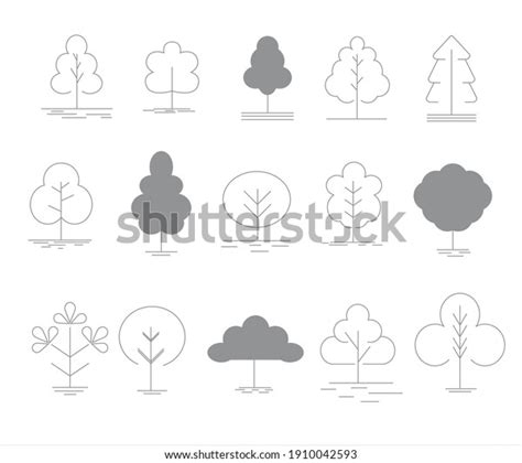 Outline Vector Set Trees Vector Icons Stock Vector Royalty Free Shutterstock