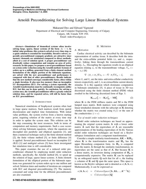 pdf arnoldi preconditioning for solving large linear biomedical systems
