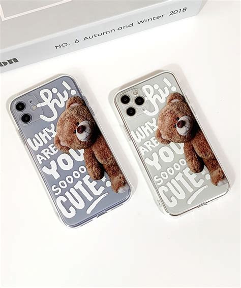11 할인 아이폰 테디베어 레터링 곰돌이 케이스 투명 젤리 케이스 에이블리