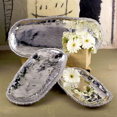 Silver Organic Pearl Small Oval Platter Bone And Brass Bone And Brass Home