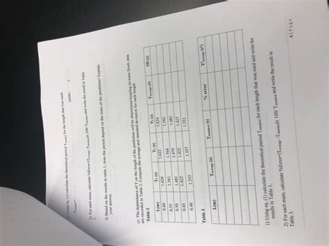 solved 2 for each ma ss calculate error time tmudx