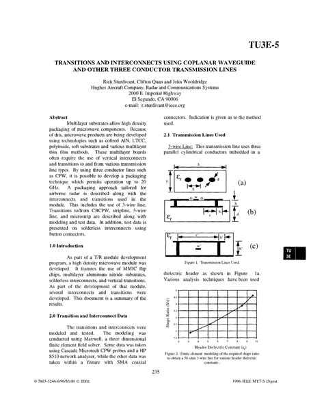 Transitions And Interconnects Using Coplanar Waveguide And Other Docslib