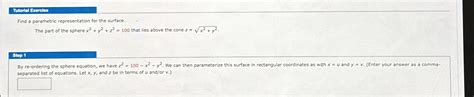 Solved Tutorial Exercisefind A Parametric Representation For
