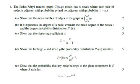 6 The Erdös Rényi Random Graph Gnp Model Has N
