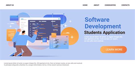 웹 개발자 프로그램 코드 작성 소프트웨어 및 프로그래밍 개념 개발 수평 복사 공간 개발에 대한 스톡 벡터 아트 및 기타 이미지