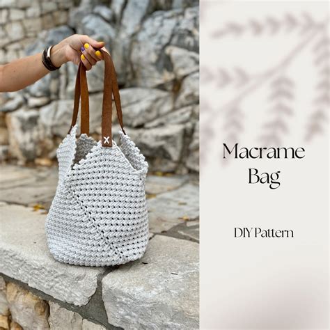 Macrame Bag PDF Pattern DIY Macrame Boho Purse Handbag Pattern Macrame Tote Bag Pattern How