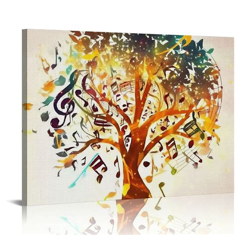 Aristuring Watercolor Music Tree Canvas Wall Art Treble Clef Art Canvas