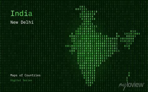 India Map Shown In Binary Code Pattern Tsmc Green Matrix Numbers Cartazes Para A Parede
