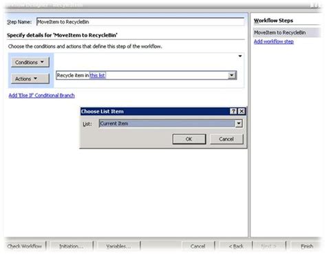 Sharepoint Designer 2007 Workflow Creating Custom Action Recycle
