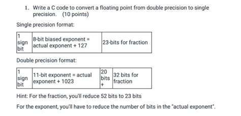 Solved 1 Write A C Code To Convert A Floating Point From Chegg Com