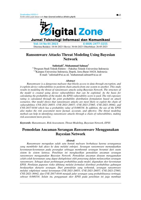 Pdf Ransomware Attacks Threat Modeling Using Bayesian Network