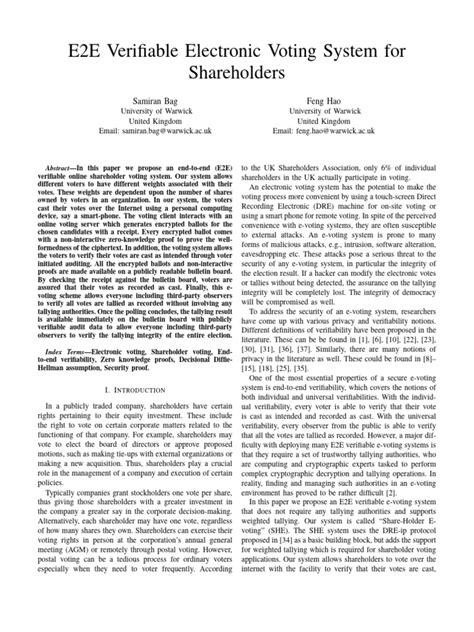 E2e Verifiable Electronic Voting System Pdf Electronic Voting Elections