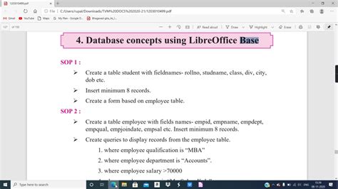 Database Concepts Using Libreoffice Base Sop1 12 Commerce Maharashtra State Board Youtube