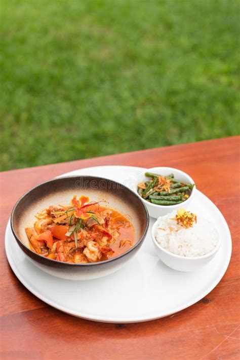 Traditional Indonesian Prawn Curry Meal With Rice Stock Image Image
