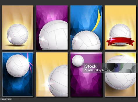 배구 포스터 세트 벡터입니다 빈 템플릿 디자인에 대 한입니다 프로 모션입니다 배구 공입니다 수직 현대 토너먼트입니다 스포츠 이벤트 발표입니다 해변 그물입니다 배너 전단지