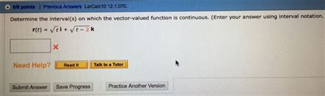 Solved Determine The Intervals On Which The Vector Valued