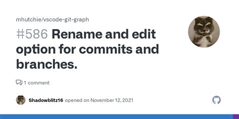 Rename And Edit Option For Commits And Branches · Issue 586 · Mhutchievscode Git Graph · Github