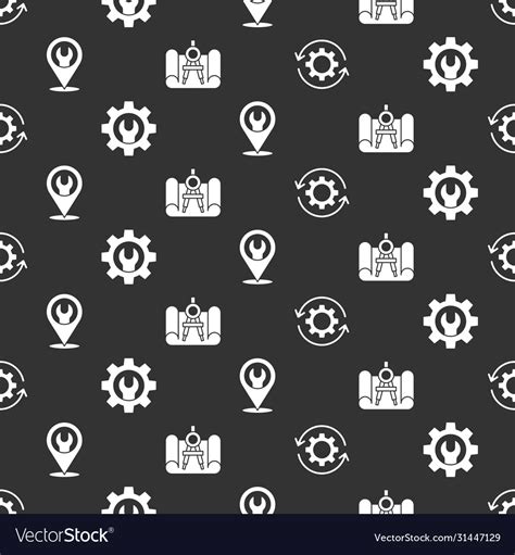 Set Gear And Arrows As Workflow Wrench Spanner Vector Image