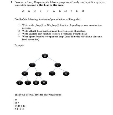 Solved 1 Construct A Binary Heap Using The Following