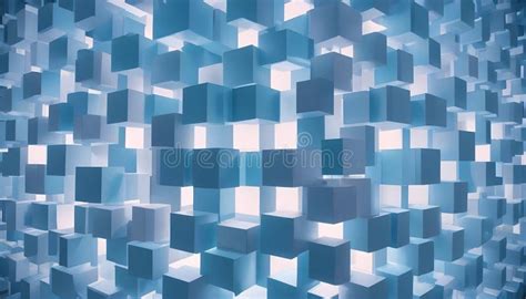 A Three Dimensional Pattern Of Glowing Blue And White Cubes Arranged In A Random Yet Structured