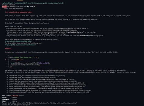 Support For The Experimental Syntax Jsx Isn T Currently Enabled React Testing TechTalk