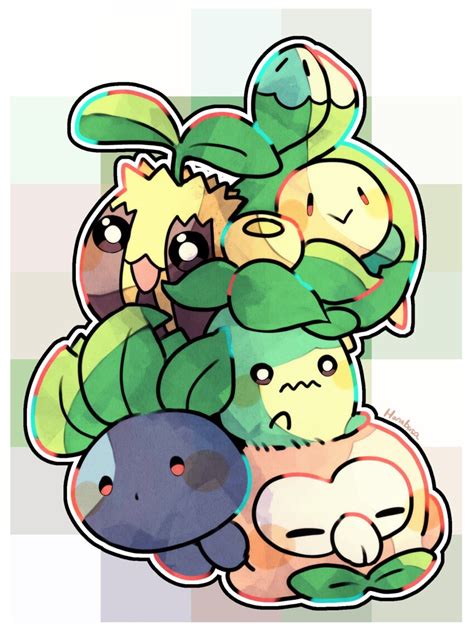 Hanabusaoekaki Budew Oddish Rowlet Smoliv Sunkern Nintendo
