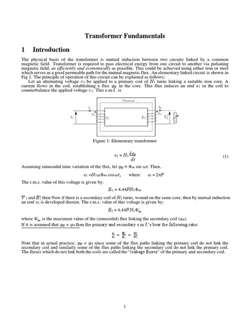 Transformer Fundamentals Note Pdf Transformer Inductor