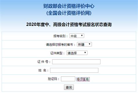 2020年新疆中级会计师报名状态查询入口中国会计网