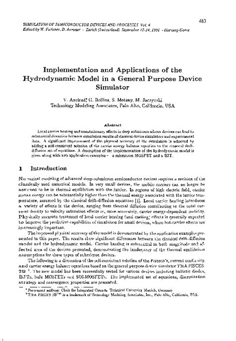 Pdf Implementation And Applications Of The Hydrodynamic Model In A General Purpose Device