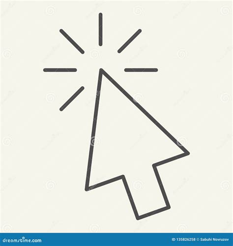 Pointer Thin Line Icon Mouse Cursor Vector Illustration Isolated On White Arrow Outline Style