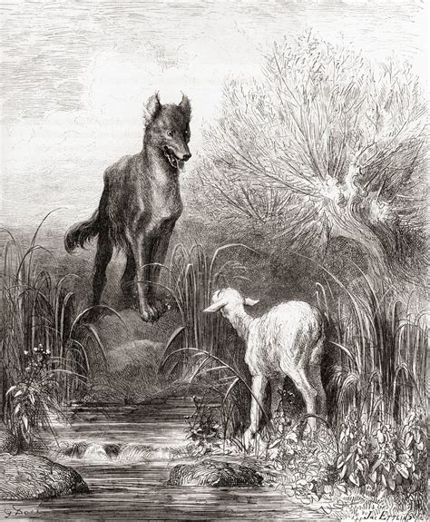 The Wolf And The Lamb From A Late 19th Century Edition Of Fables De La