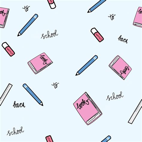 Back To School Repeat Pattern Background Template Seamless Fabric