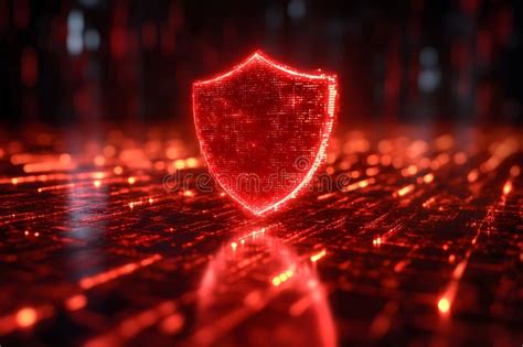 Digital Security Shield Concept In Futuristic Cybersecurity Landscape Design Generative Ai Stock