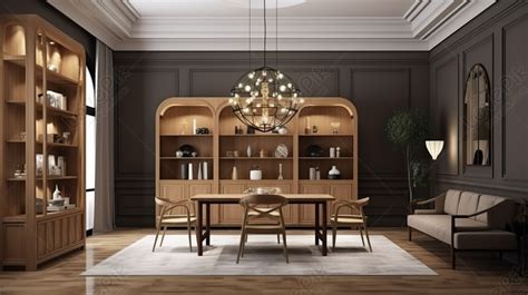 나무 선반이 있는 전통적인 거실과 식당의 3d 렌더링 거실 배경 살다 배경 거실 가구 배경 이미지 Hd 거실 살다 거실 가구 배경 사진 무료 다운로드 Lovepik