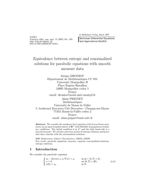 Equivalence Between Entropy And Renormalized Solutions For Parabolic Equations With Smooth