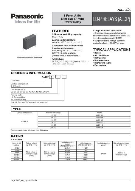 Pdf Data Sheet Panasonic Electric Works Europe Ag