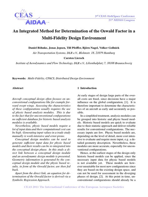 Span Efficiency Factor Pdf Drag Physics Regression Analysis