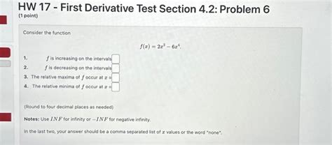 Solved HW First Derivative Test Section Problem Chegg Com