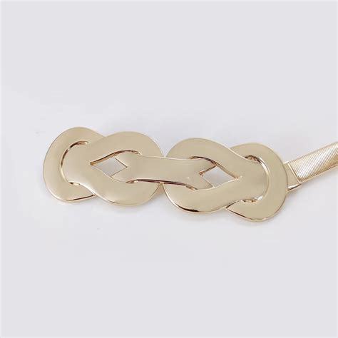 Badu Bg Моден златен колан с верижка Женска талия Еластична рокля с колан Дамски сребърни