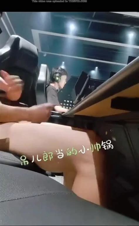 Guy Strokes Cock In Public Internet Cafe