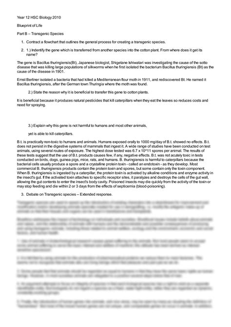 Solution Hsc Biology Contract A Flowchart That Outlines The General