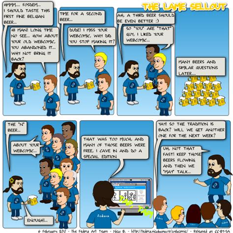 Nicus Fossnstuff Fedora Webcomic Fosdem Special The Lame Sellout