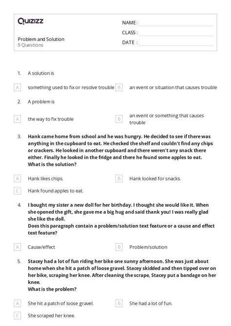 Identifying Problems And Solutions In Fiction Worksheets For Worksheets Library